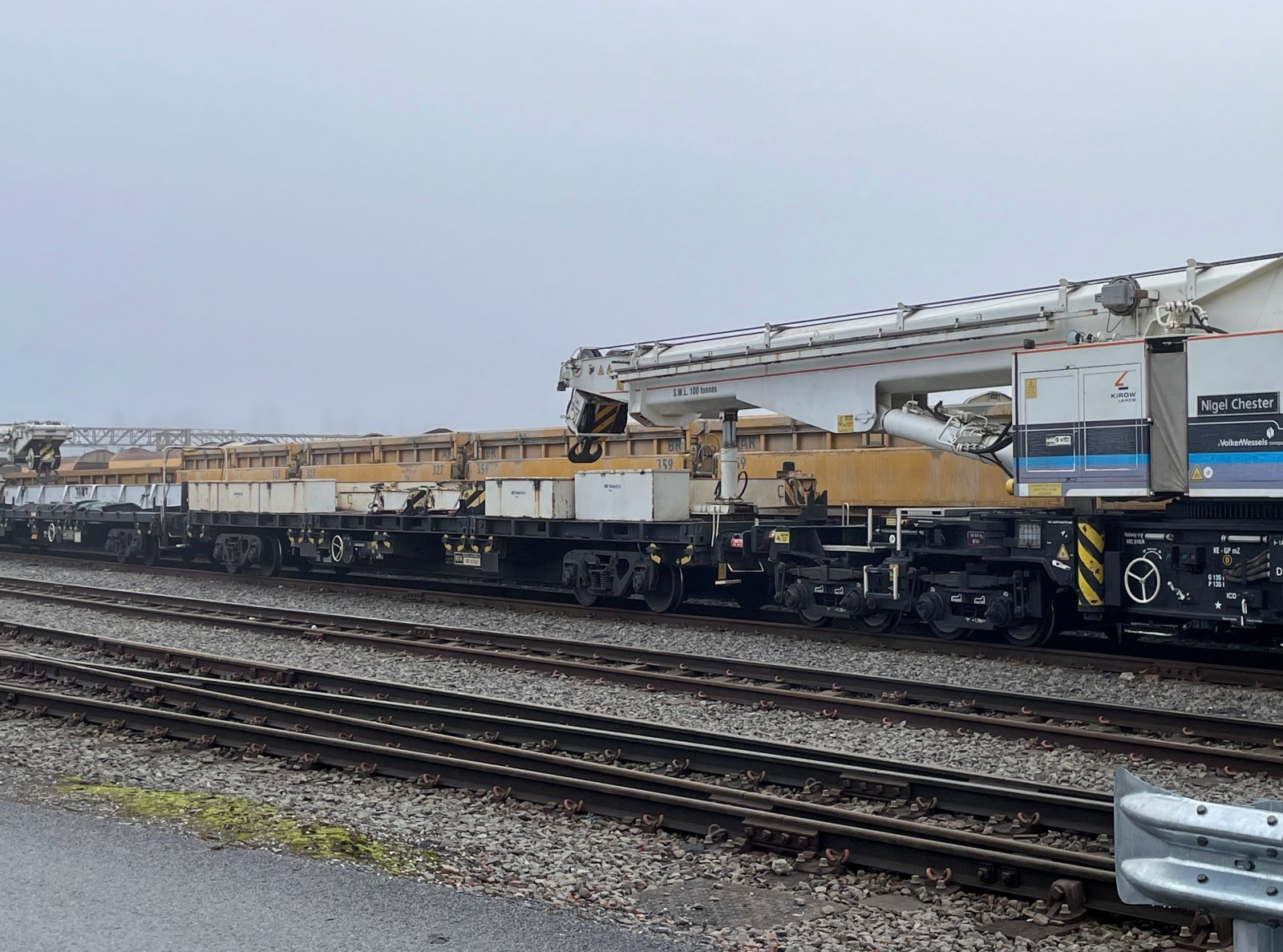 97401 - Trinity Rail 60' Container Flat Wagon - Kirow Crane Support ...
